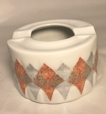 RARE MCM Castro Galicia España Ashtray Porcelain Hand Painted Orange ...