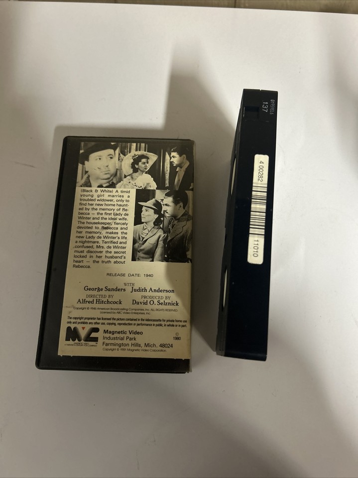 Rebecca Vhs Magnetic Video Alfred Hitchcock Laurence Olivier Joan ...