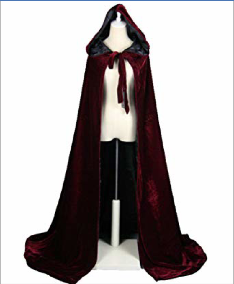 Burgundy Burgund Velvet Hooded Cloaks with Hood Vampire Coats Robe Men ...