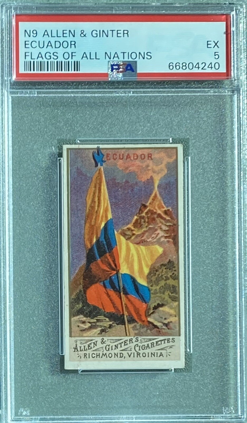 1887 N9 Allen & Ginter Flags Of All Nations ECUADOR PSA 5 EX (Block ...