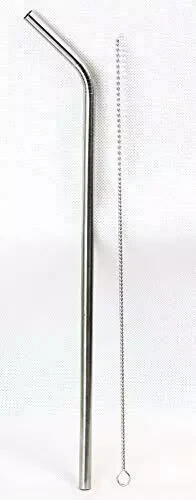 2 Jumbo 14" Stainless Steel Straws 100 Oz Huge Super Long Drinking Wid ...