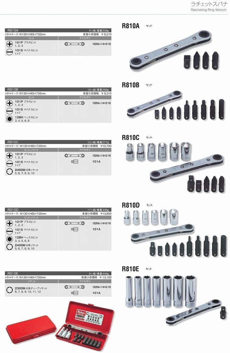 Koken Ratchet Spanner Set 17 Gumi R810D | eBay