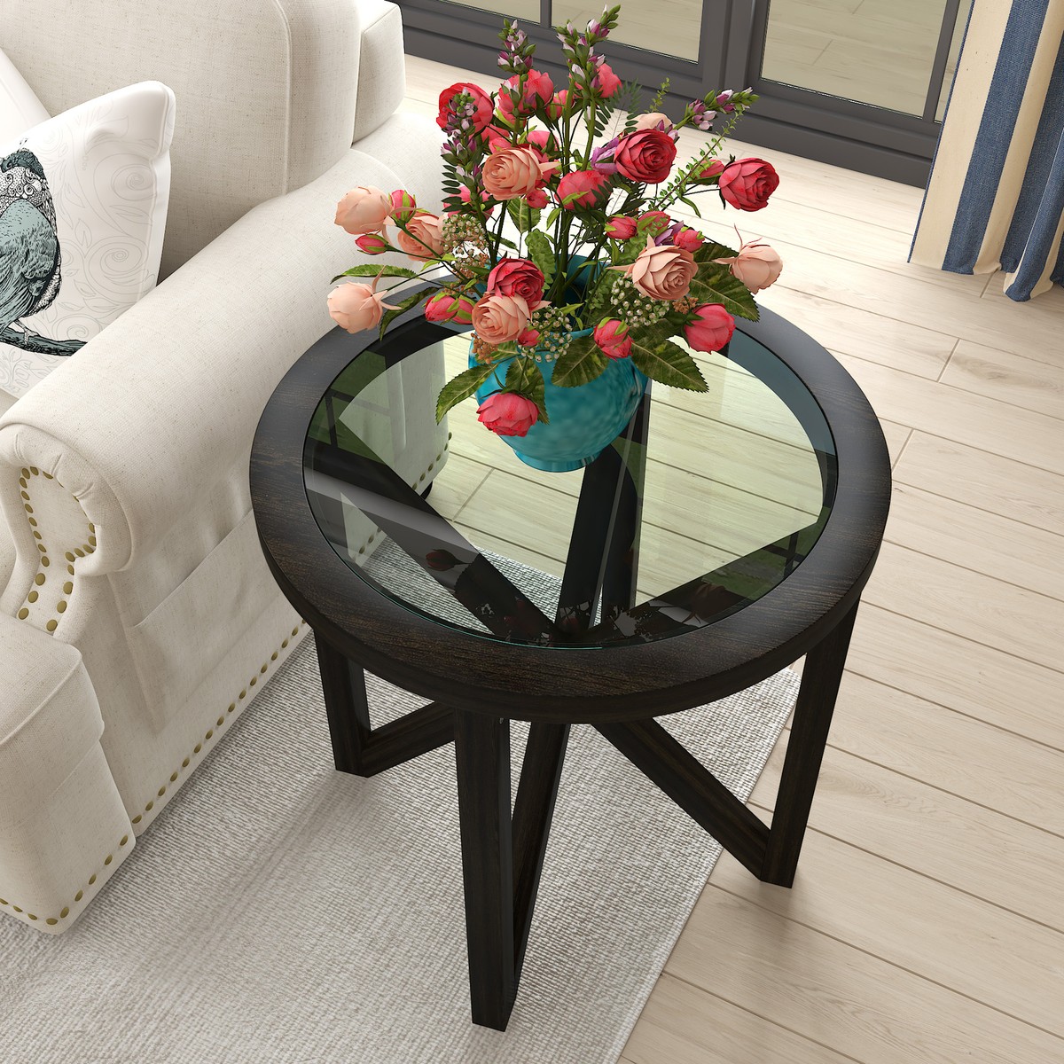 Small round glass table store