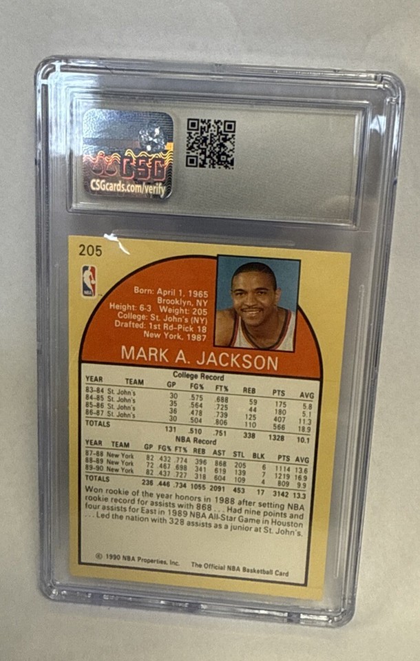 1990/91 NBA Hoops #205 Mark Jackson (Menendez Bros. Card). CSG 7.5 Near ...