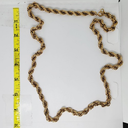 Vintage Rope Chain Chunky Gold Tone Long Necklace Simple Minimalist 80s ...