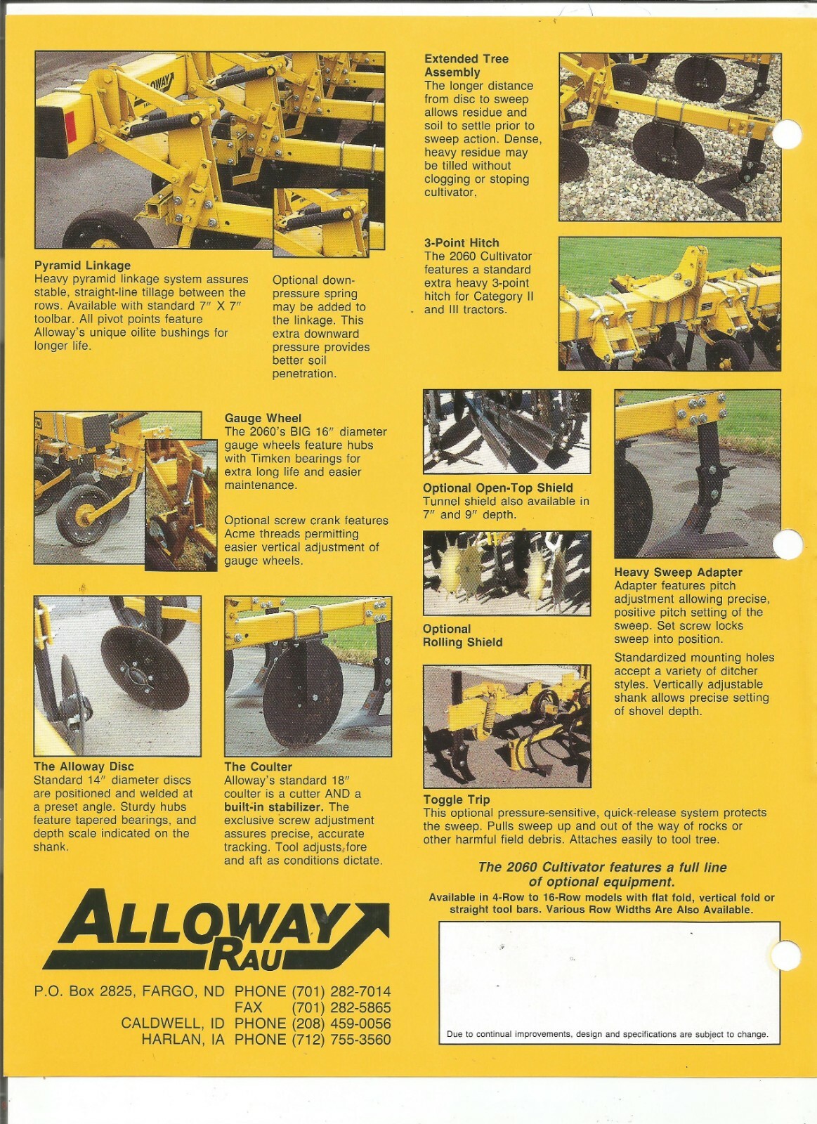 Original OE OEM Alloway Rau Model 2060 Cultivator Dealer Sales Brochure ...