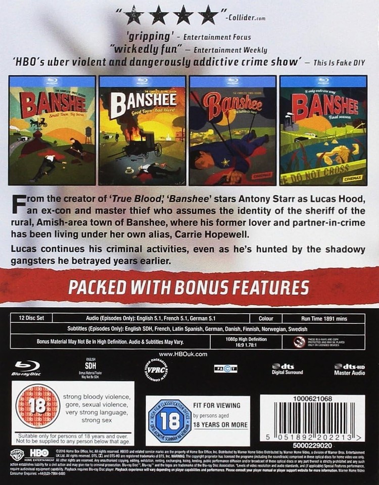 BANSHEE [Blu-ray Box Set] Complete TV Series Seasons 1-4 Anthony Starr ...