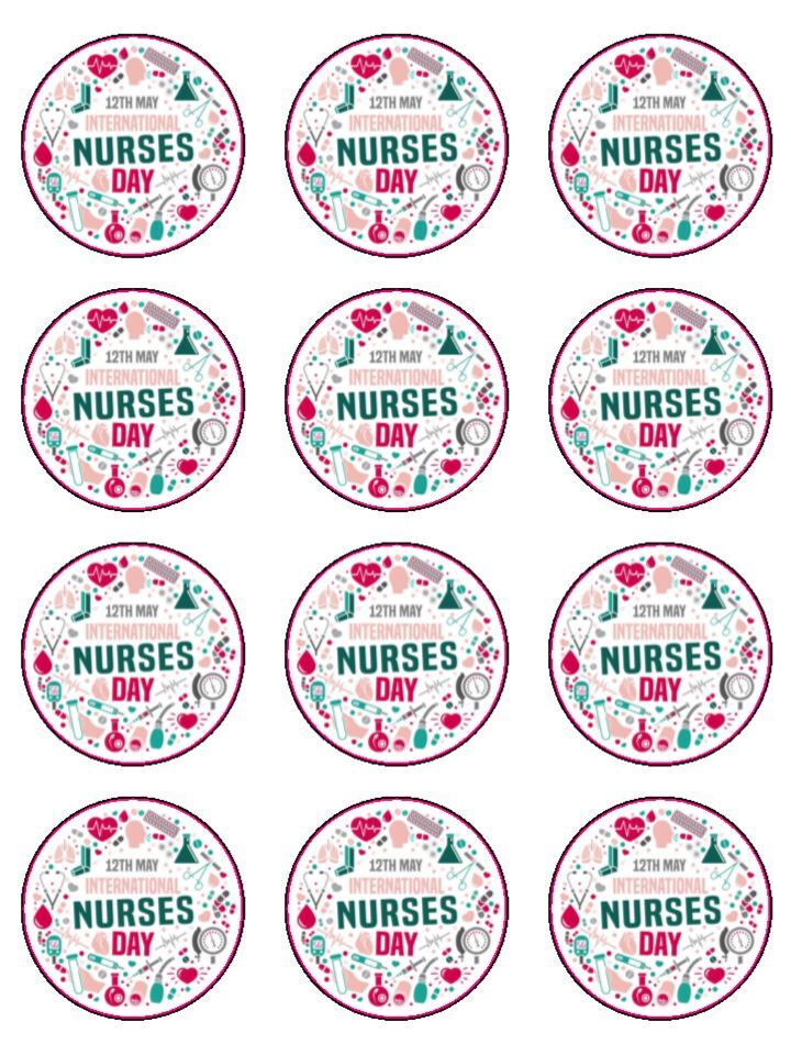 National nurses day charity edible cupcake Toppers Wafer or Icing x 12 ...