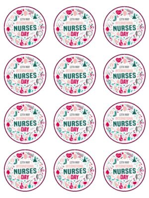 National nurses day charity edible cupcake Toppers Wafer or Icing x 12 ...