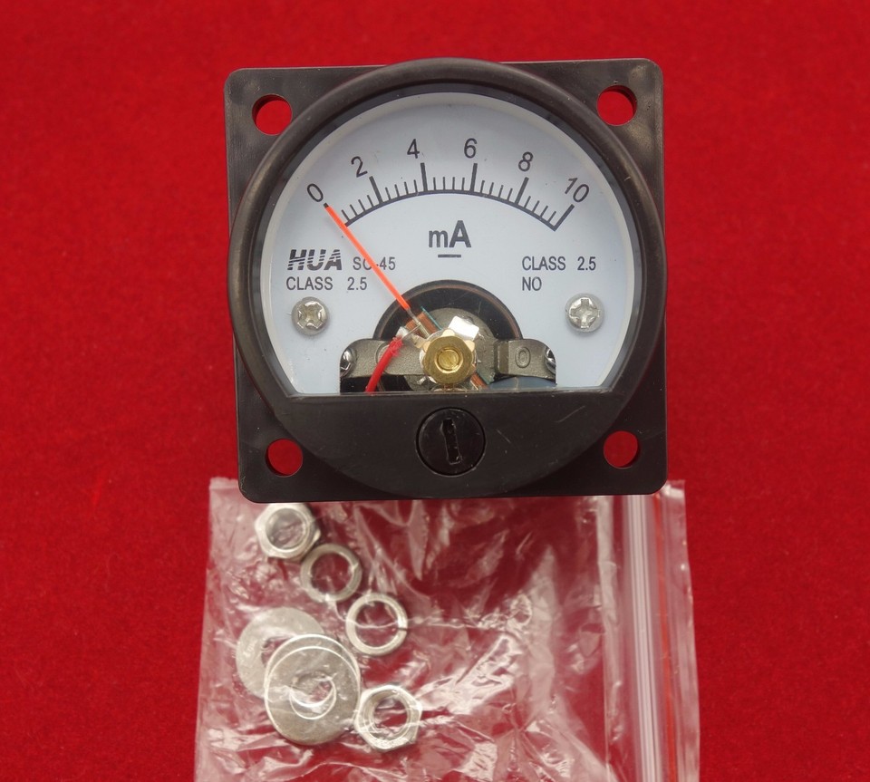 1PC DC 0-10MA Analog Ammeter Panel AMP Current Meter SO45 Cutout 45mm ...