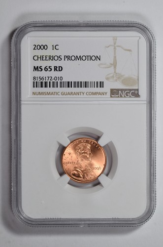 2000 1C Lincoln Cent Cheerios Penny NGC MS 65 RD with COA | eBay