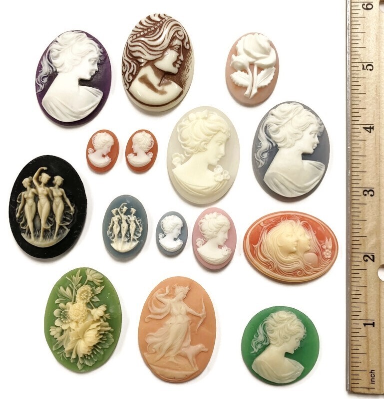 15 Vintage Resin Cameos (West German, Hong Kong, Japan) DIY Jewelry ...