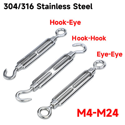 Turnbuckle Wire Tensioner Strainer Stainless Steel Hook and Rope Cable ...