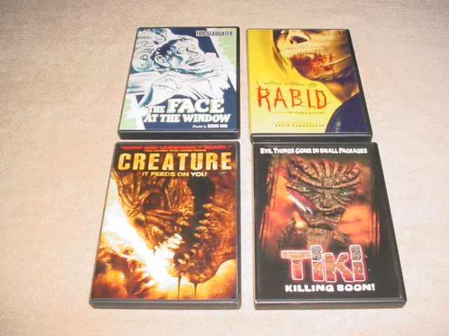 4- HORROR MOVIES - Tiki + CREATURE + RABID + THE FACE IN THE WINDOW DVD ...