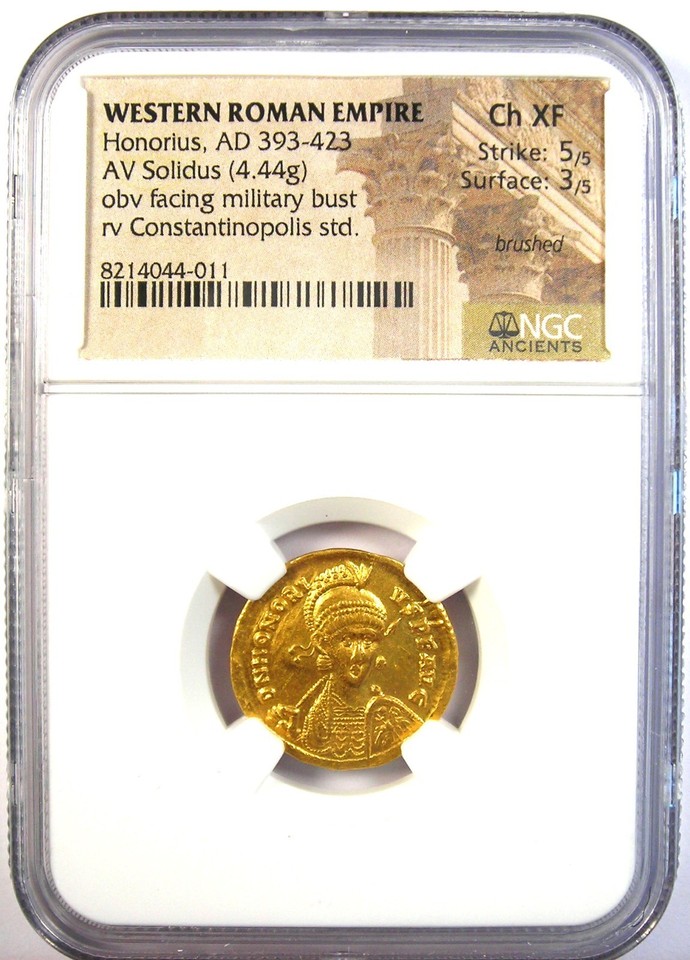 Honorius AV Solidus Gold Roman Coin 393-423 AD - Certified NGC Choice ...