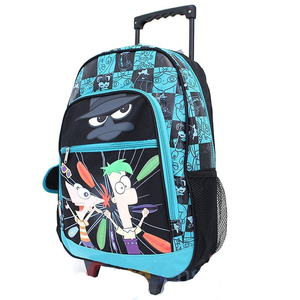 Disney Phineas and Ferb Large Rolling Backpack 16 inch NEW | eBay