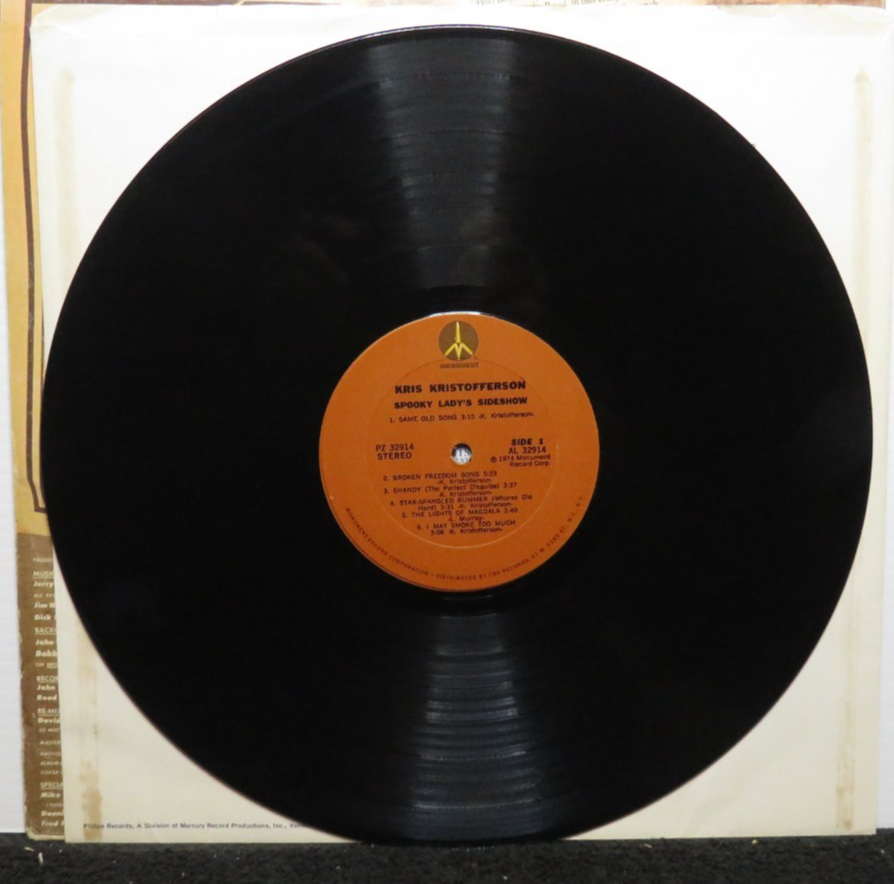 KRIS KRISTOFFERSON SPOOKY LADY'S SIDESHOW (VG+) PZ-32914 LP VINYL ...