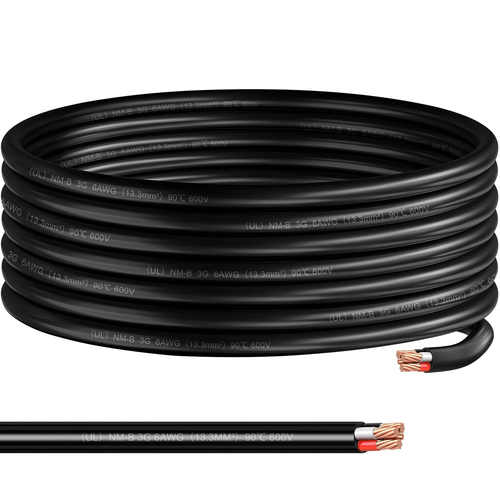 6/3 NM-B Wire with Ground,15Ft,Non-Metallic Sheathed Cable, 6/3+10/1 ...