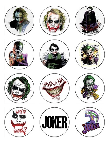 The Joker Edible Cupcake Toppers Icing Birthday Cake Decorations (2 ...