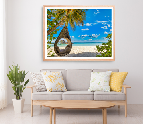 Swin on Tree Print, Plam Tree Wall Art, Sea Shore Framed Beach Wall Art ...