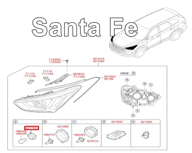 Hyundai OEM 13-15 Santa Fe-headlight Headlamp Socket 921613R010 for ...