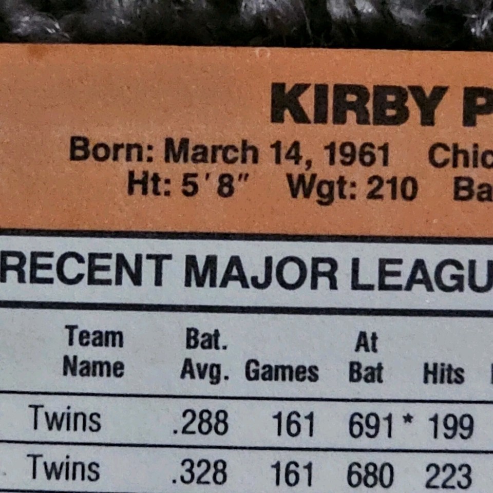 1990 Donruss BC-8 Kirby Puckett Error Card Date Of Birth Wrong Rare ...