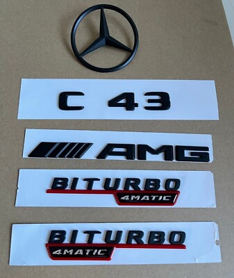 Matte Black C43 AMG BITURBO 4Matic Sticker Badge Package for C43 AMG ...