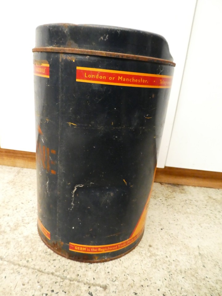 RARE GERM LUBRICANTS MOTOR OIL 5 GALLON TIN CAN SIGN MELBOURNE AGENT ...
