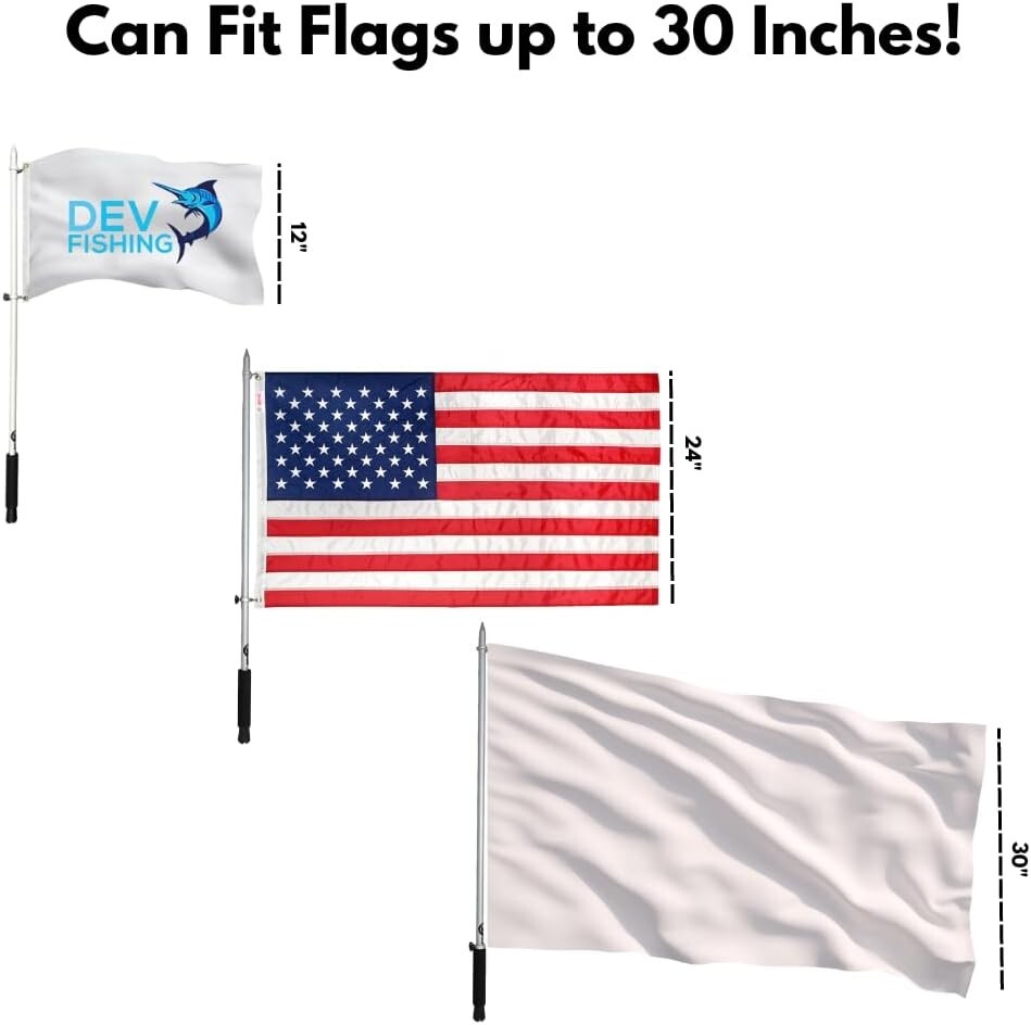Dev Fishing 43" Removable Boat T-Top Rod Holder Flag Pole DFH 100 | eBay