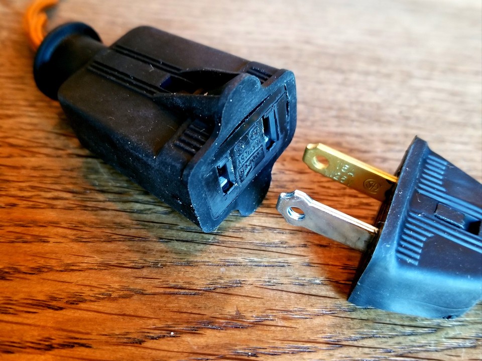 2 Prong Female Electrical Outlet - Black, polarized cord receptacle ...