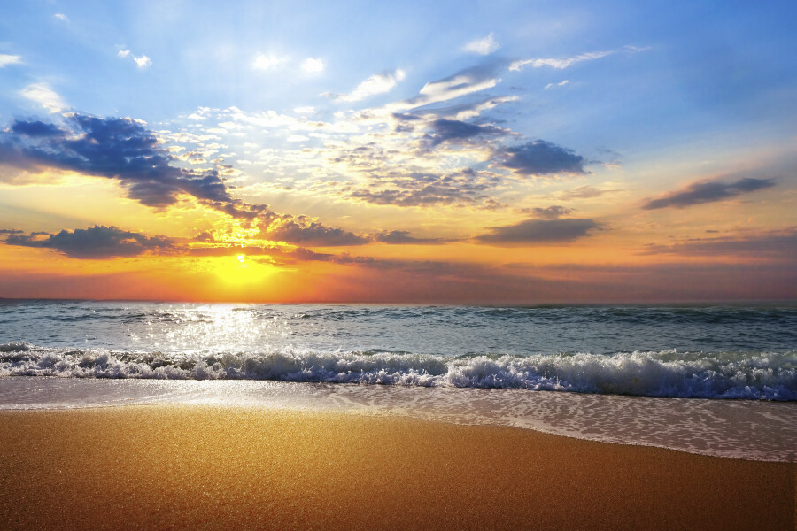 Seascape With Colorful Sunset Sky Print Premium Poster High Quality ...