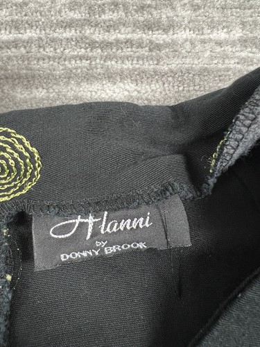 Alanni By Donny Brook Pants Womens 10 Black Yellow Embroidered Swirl ...
