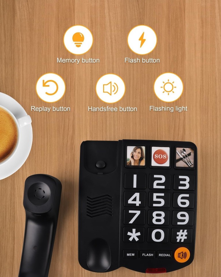 Big Button Phone for Seniors, Large Button Phones for Elderly with ...