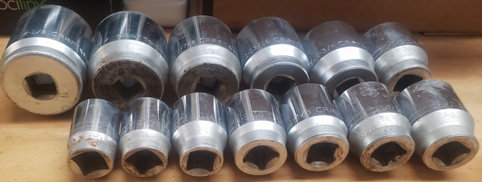 Craftsman USA V Series 3/4 Drive 12pt Socket Set 13pc SAE 1-1/16 to 2-1 ...