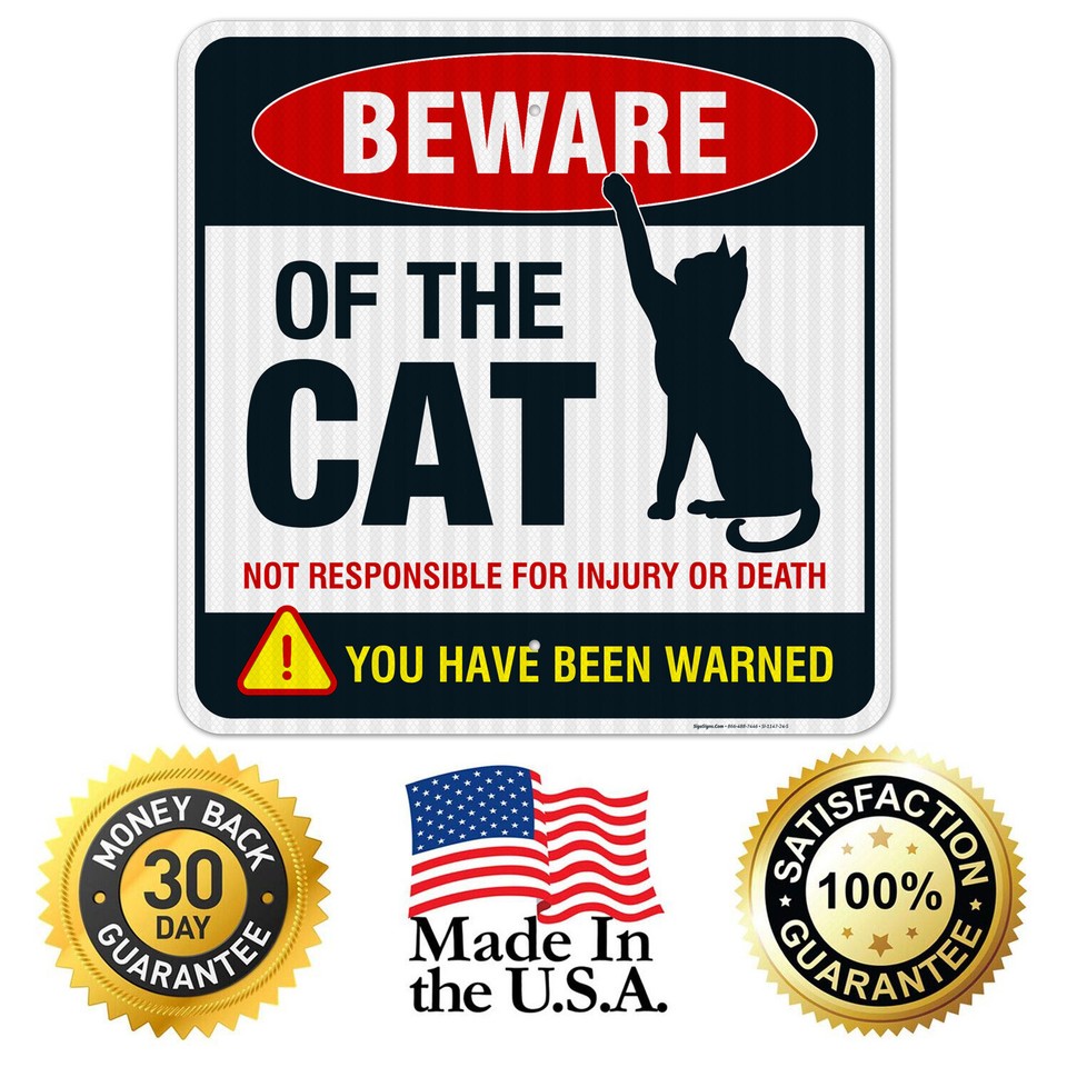 Beware of Cat Sign, Funny Attack Cat Sign, | eBay
