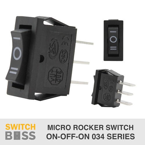 Micro Rectangle ROCKER TOGGLE SWITCH ON-OFF-ON - NO LED 12v 21x10mm 3 ...