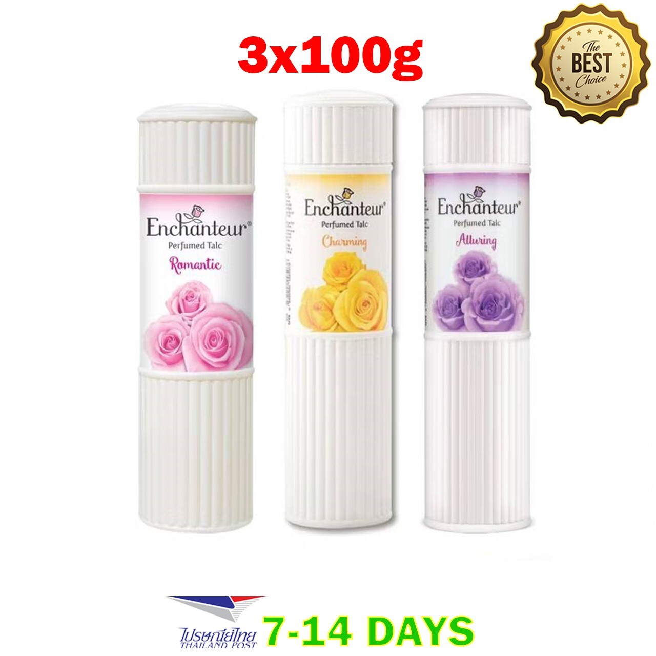 3x100g Perfumed Body Talcum Powder Enchanteur Romantic Charming ...