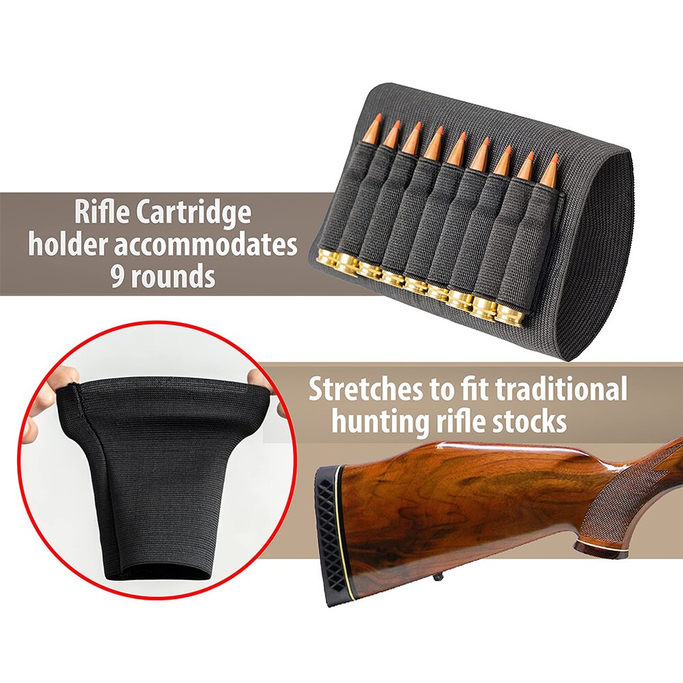 Tacitcal Hunting 9 Rounds Rifle Bullet Holder Butt Stock Shell Pouch ...
