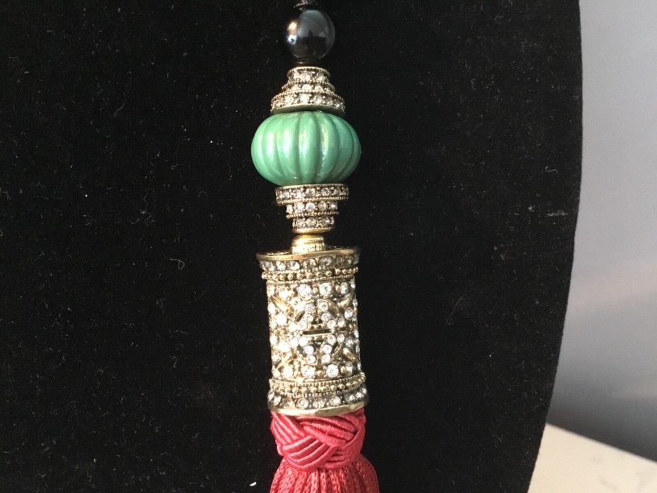 SIGN HEIDI DAUS JET, JADE & CLEAR CRYSTAL ASIAN SILK TOSSEL LARIAT ...