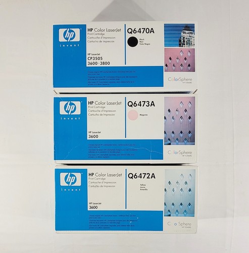 (LOT OF 3) NEW SEALED Genuine HP LaserJet Toner Cartridges Black Yellow ...