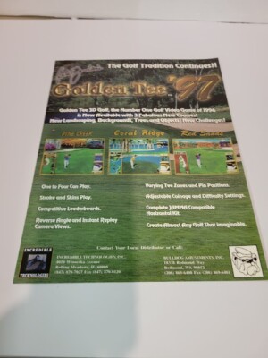 Flyer Atari GOLDEN TEE '97 Arcade Video Game advertisement original see ...