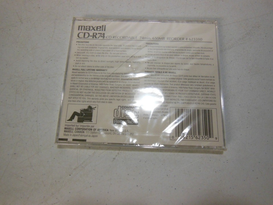 Maxell CD-R DATA 74 Min Blank Writable Recordable CD 4 Compact Discs ...