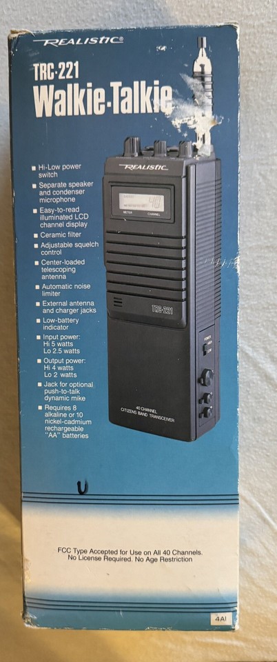 Realistic TRC 221 40-Channel Walkie Talkie CB Radio TRC-221 Radio Shack ...