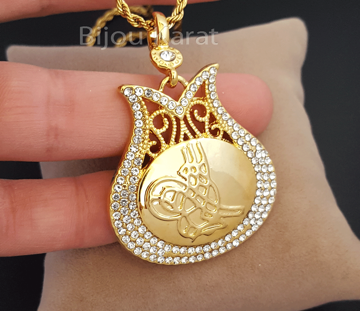 Osmanli Tugra altini Kolye 22 Karat GP Altin Zincir Gold Kette Gelin ...