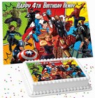 SUPERHERO BIRTHDAY PARTY PERSONALISED ICING EDIBLE COSTCO CAKE TOPPER ...
