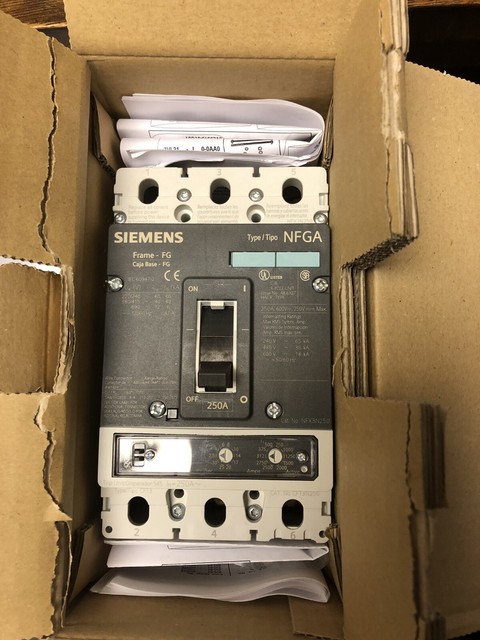Siemens 250 Amp Circuit Breaker NFGA 3 Pole 600 VAC FG Frame NFX3N250 ...