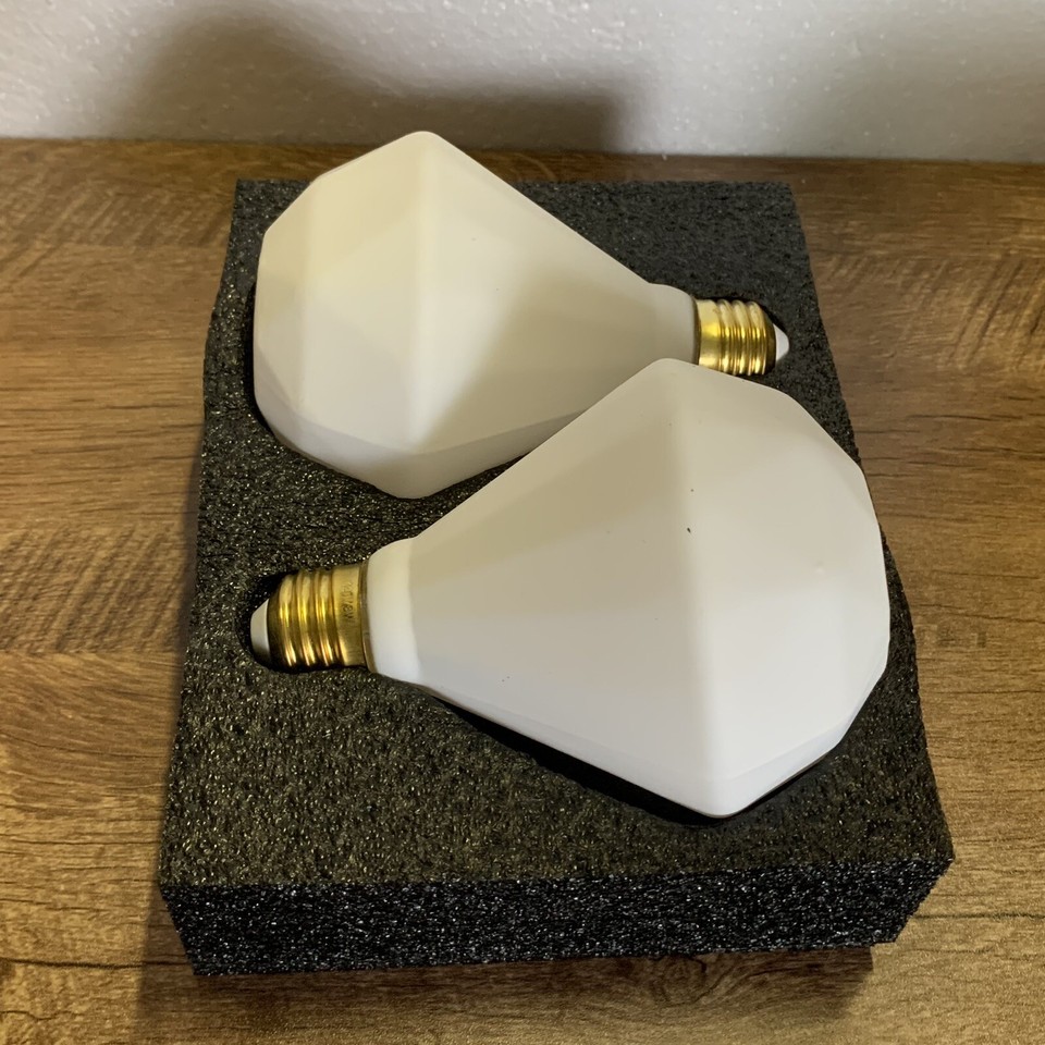 2 Pack LED Diamond Light Bulbs Standard Base Fun Shape Opaque White | eBay