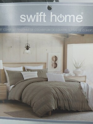 Swift Home 3 Pcs Duvet Cover Set Moselle Gray Full/Queen Size 100% ...