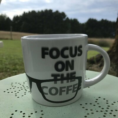 XL Focus on the Coffee Ceramic COffee Mug White w/ glasses MSR Inc ...