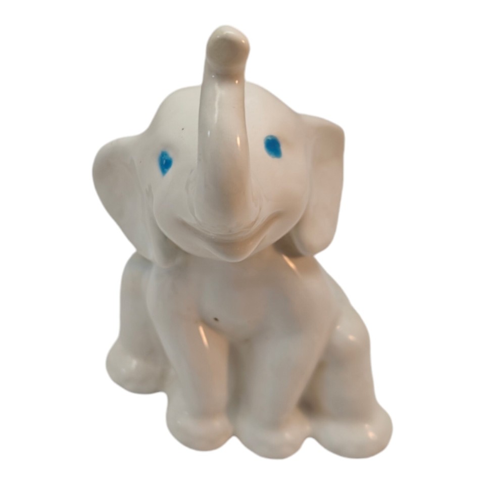 Vintage Elephant Figurine White Ceramic Porcelain Hand Painted | eBay